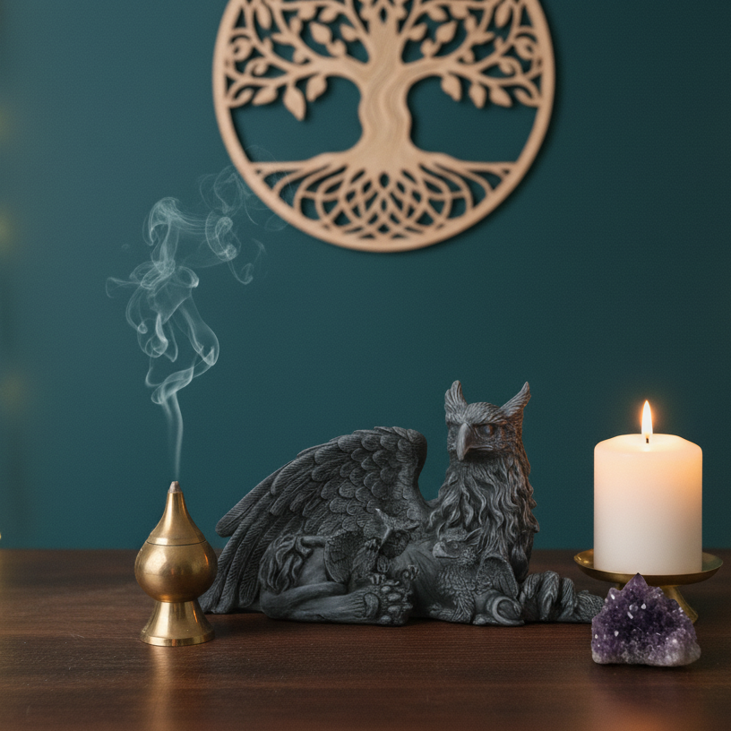 Griffin With Babies: Exquisite Figurine for Fantasy Collectors – Divine Intentions